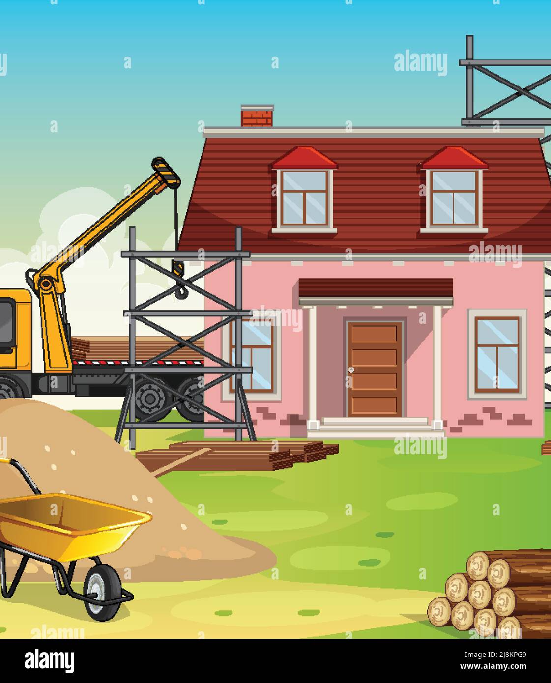 Scene of building construction site illustration Stock Vector Image ...