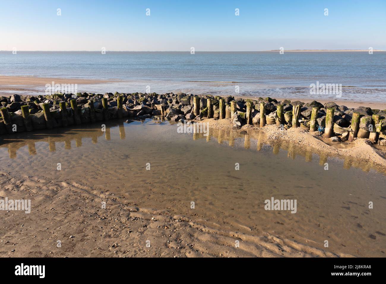Coastal protection on the east frisan island Spiekeroog, Germany Stock ...