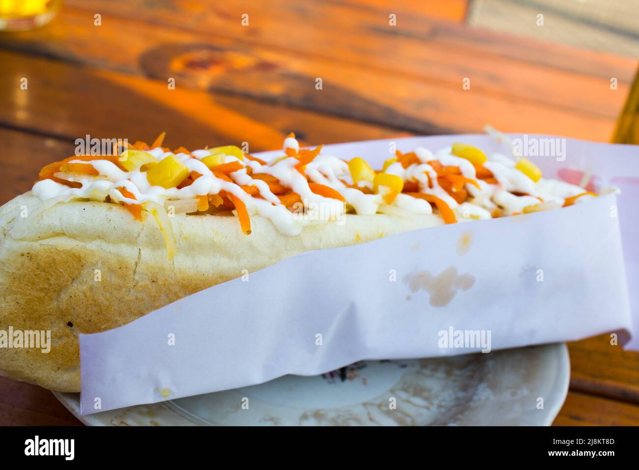 hot dogs on a table Stock Photo - Alamy