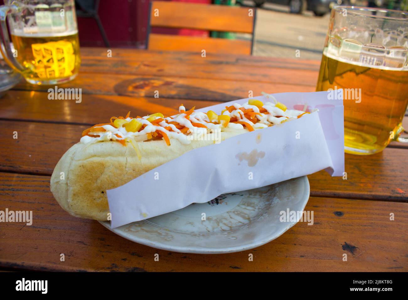 hot dogs on a table Stock Photo - Alamy