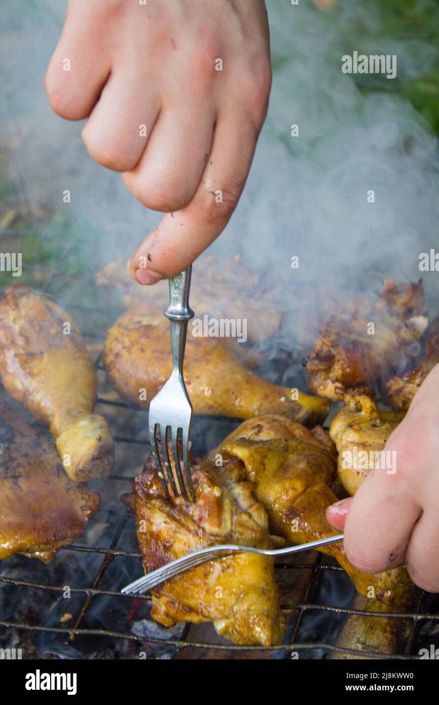 fork and meat Stock Photo - Alamy