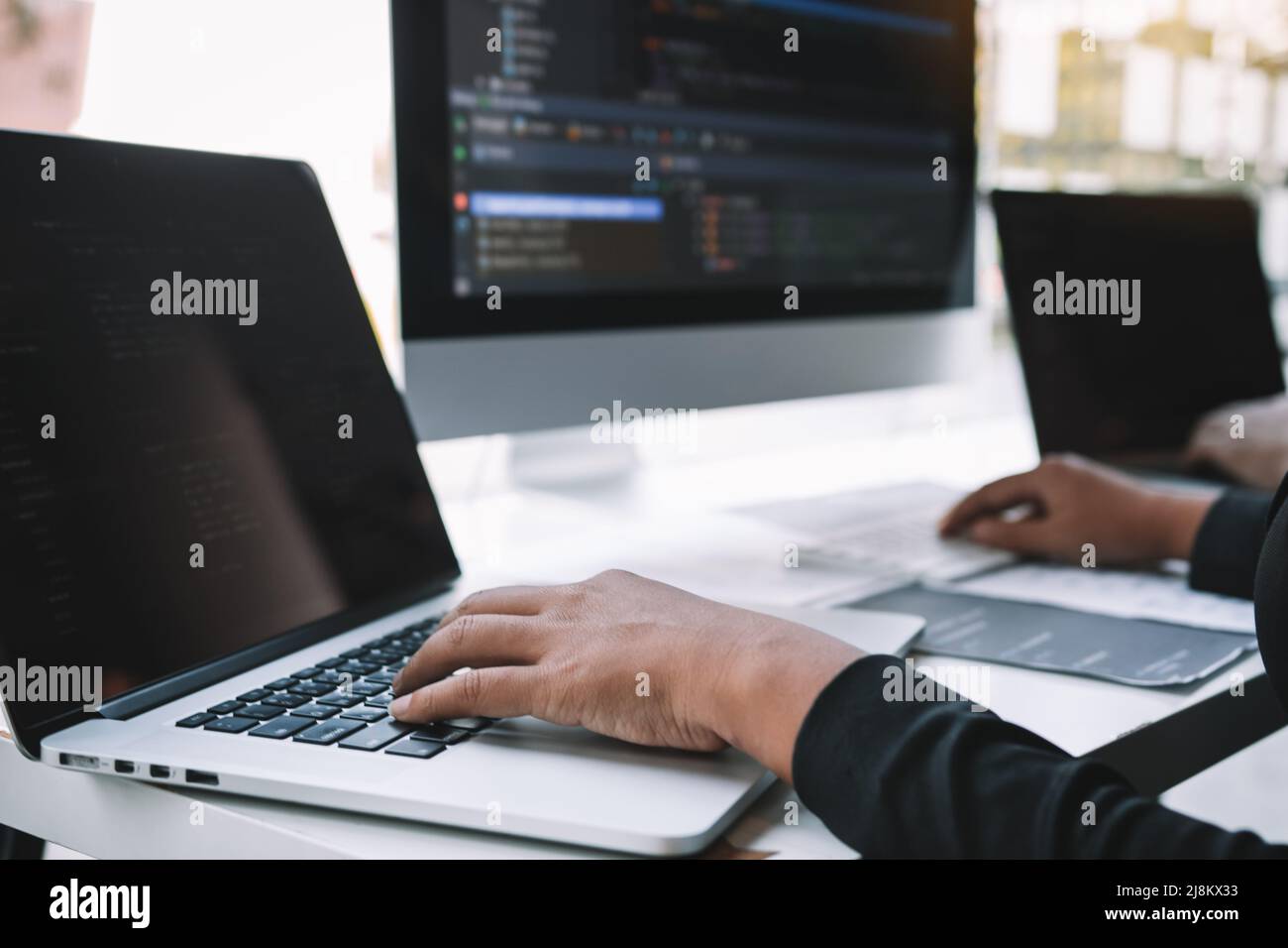 Professional development programmer cooperating meeting programming website working a software ...