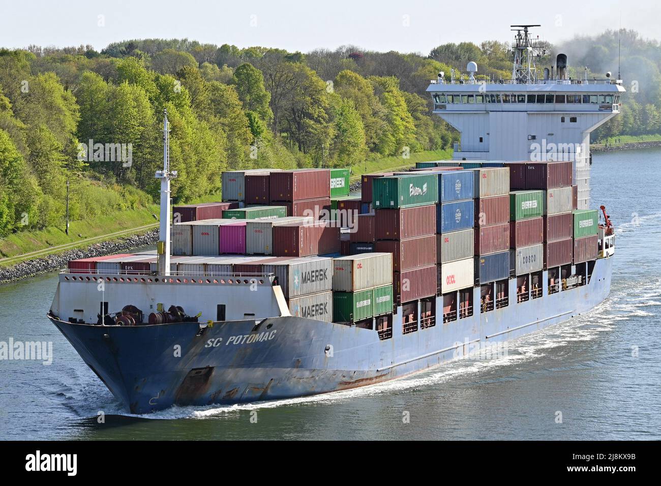 Containership SC POTOMAC passing the Kiel Canal bound for Denmark Stock ...