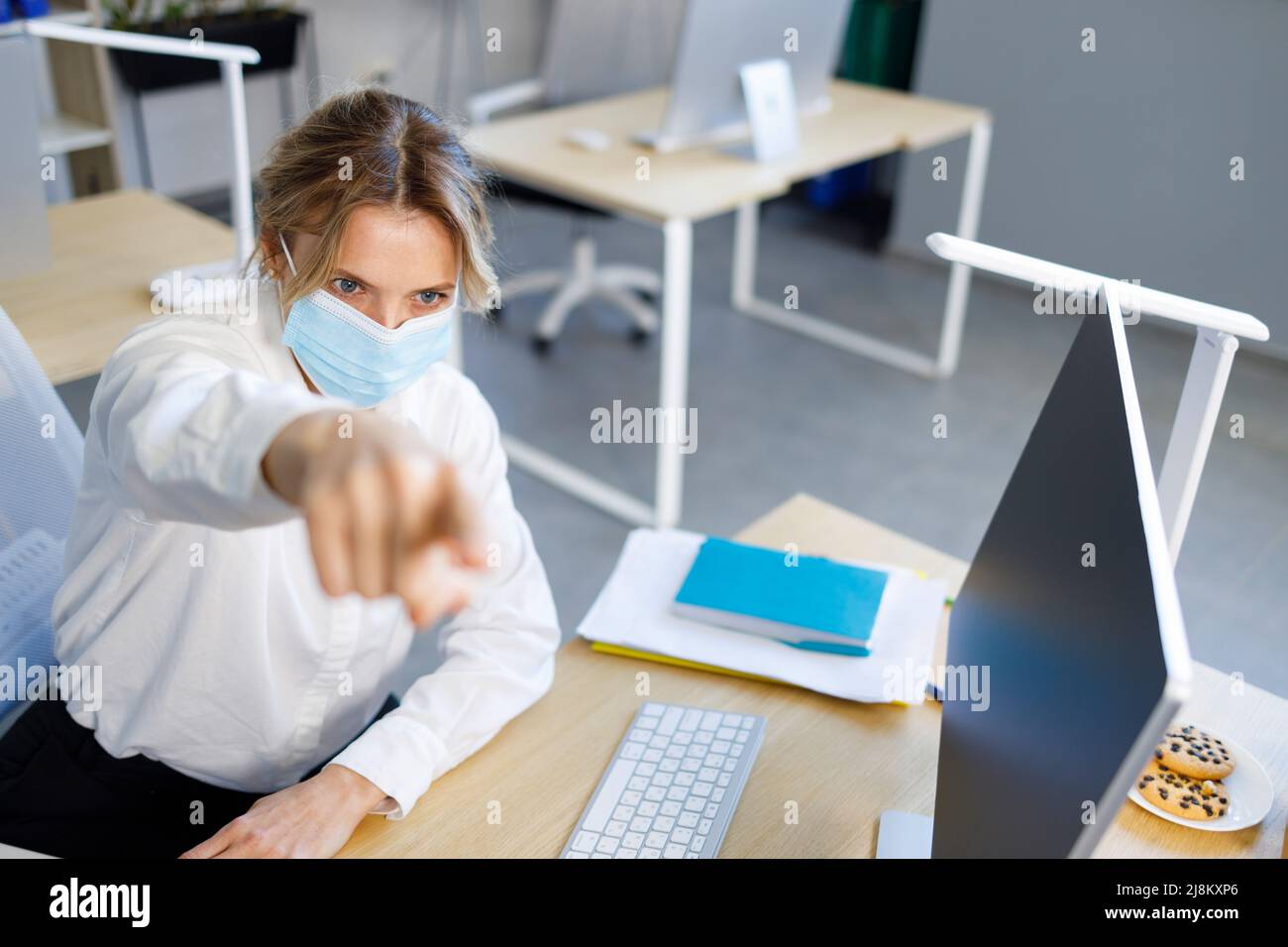 Angry woman face mask hi-res stock photography and images - Alamy