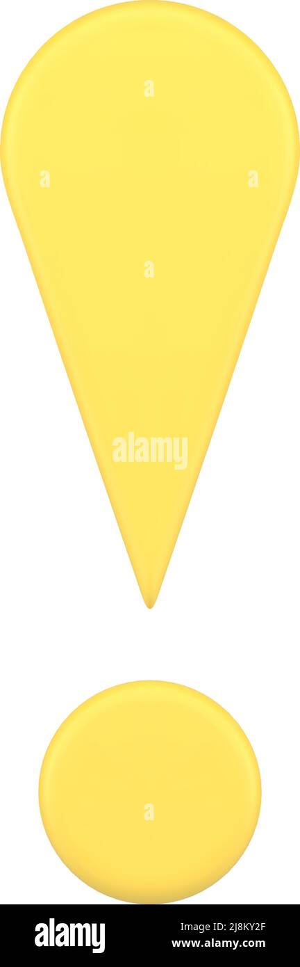 Glossy yellow exclamation mark with circle point beware error dangerous ...