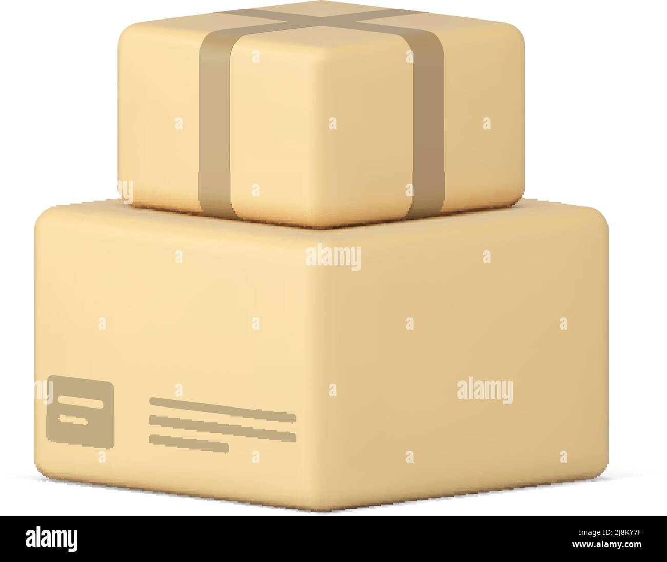 Stack of post parcel wrapped by craft paper isometric 3d icon realistic ...