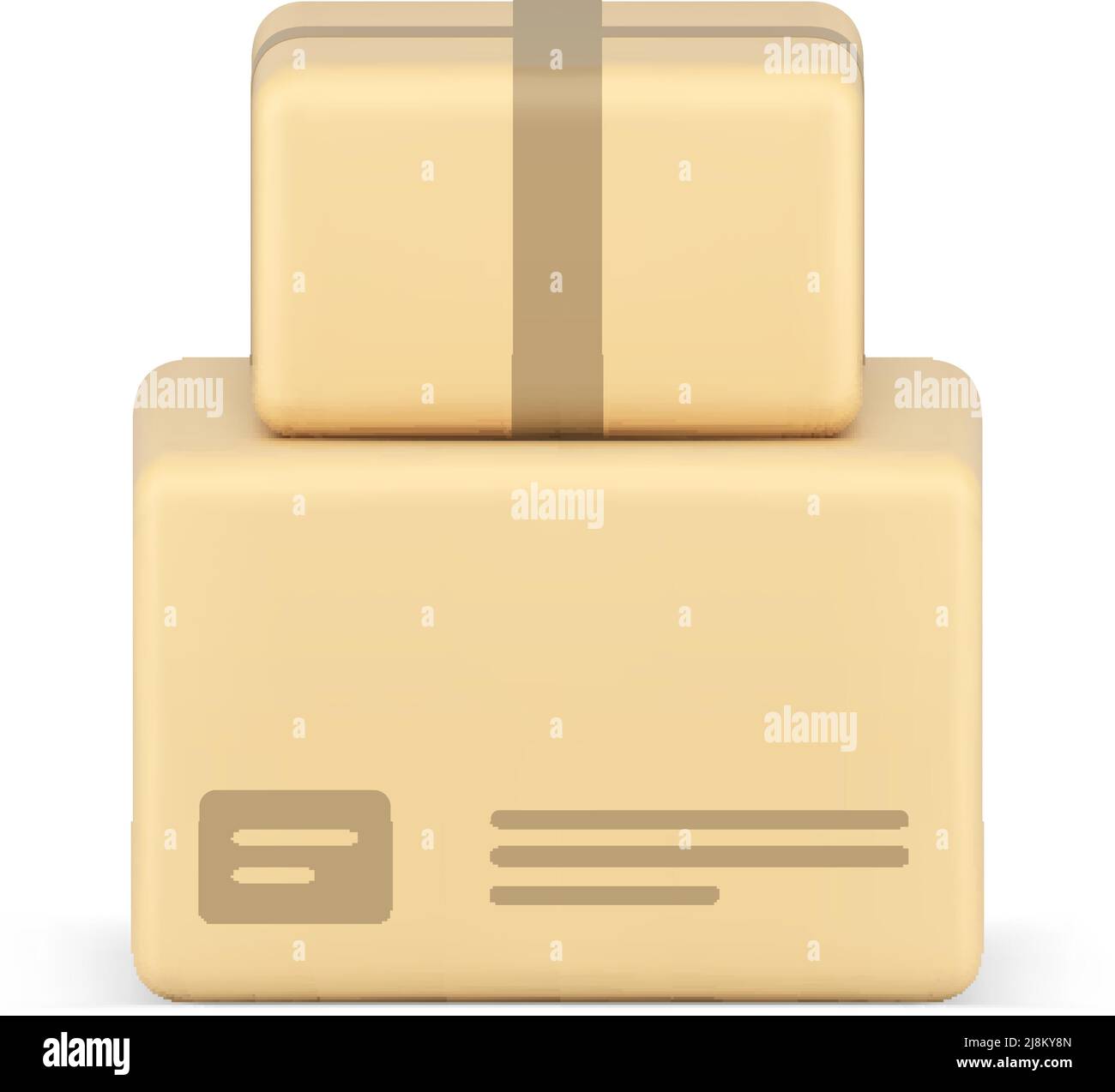 Heap cardboard box delivery service front view realistic 3d icon vector ...