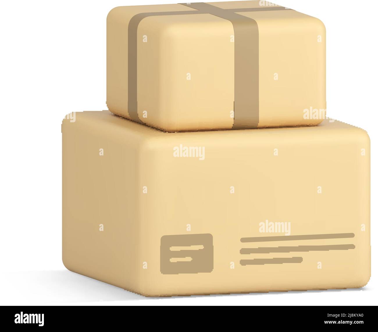 Two stacked cardboard box postal delivery service realistic 3d icon ...