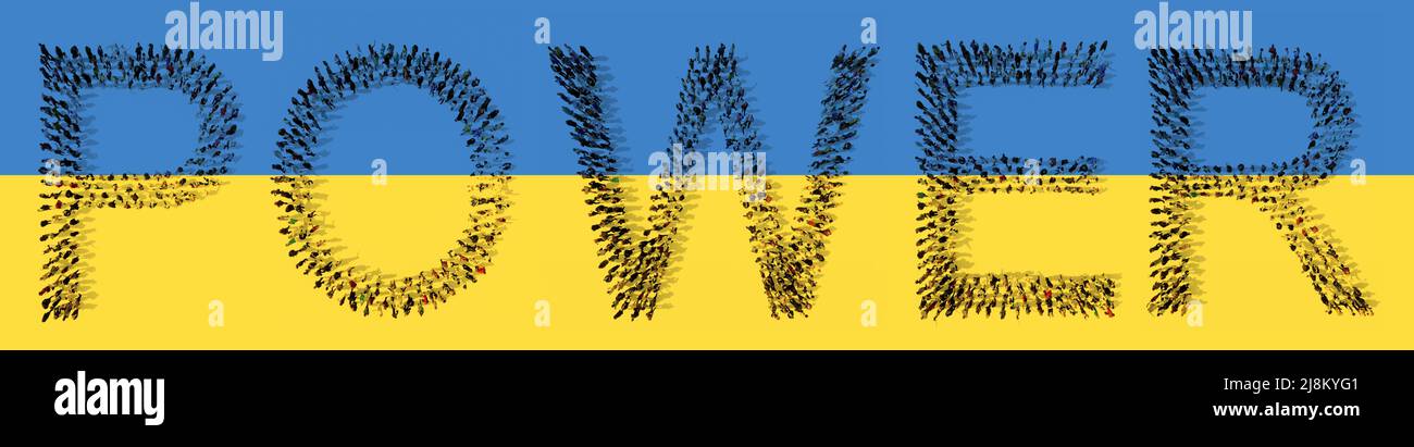 Concept conceptual large community of people forming the word POWER on ...