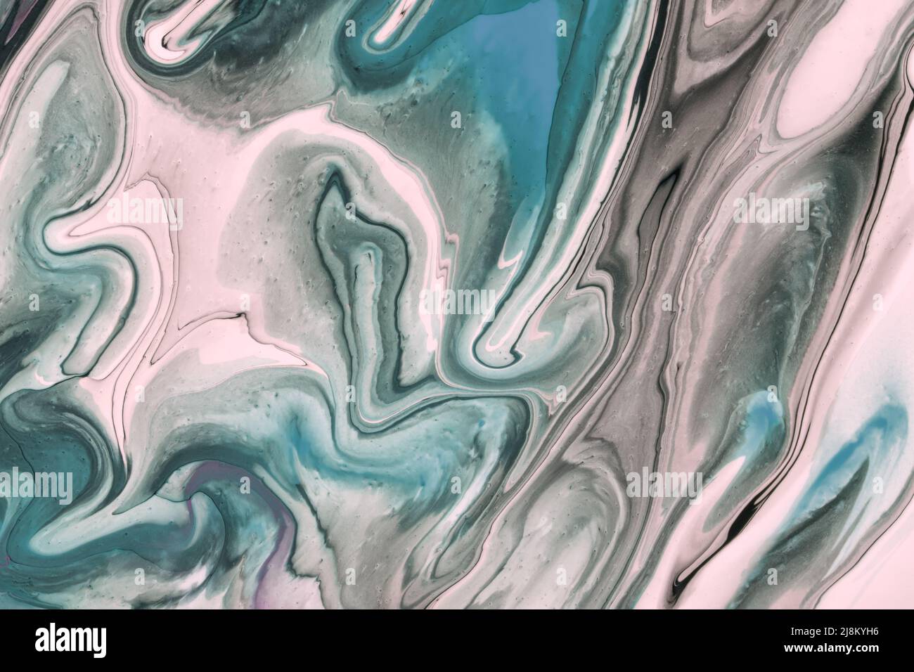 Abstract fluid art background light blue and gray colors. Liquid marble ...