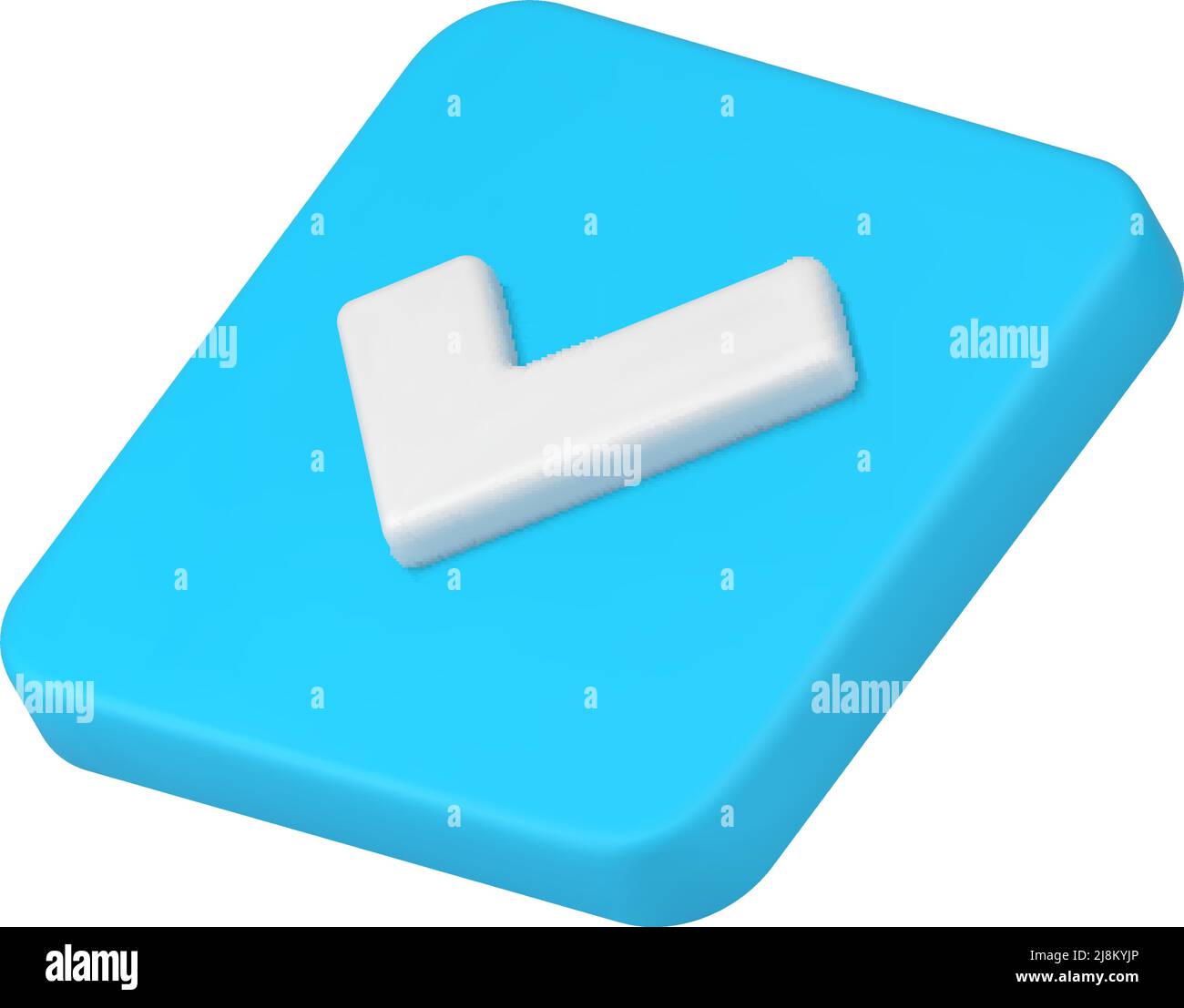 Blue glossy done check mark square isometric shape realistic 3d icon ...