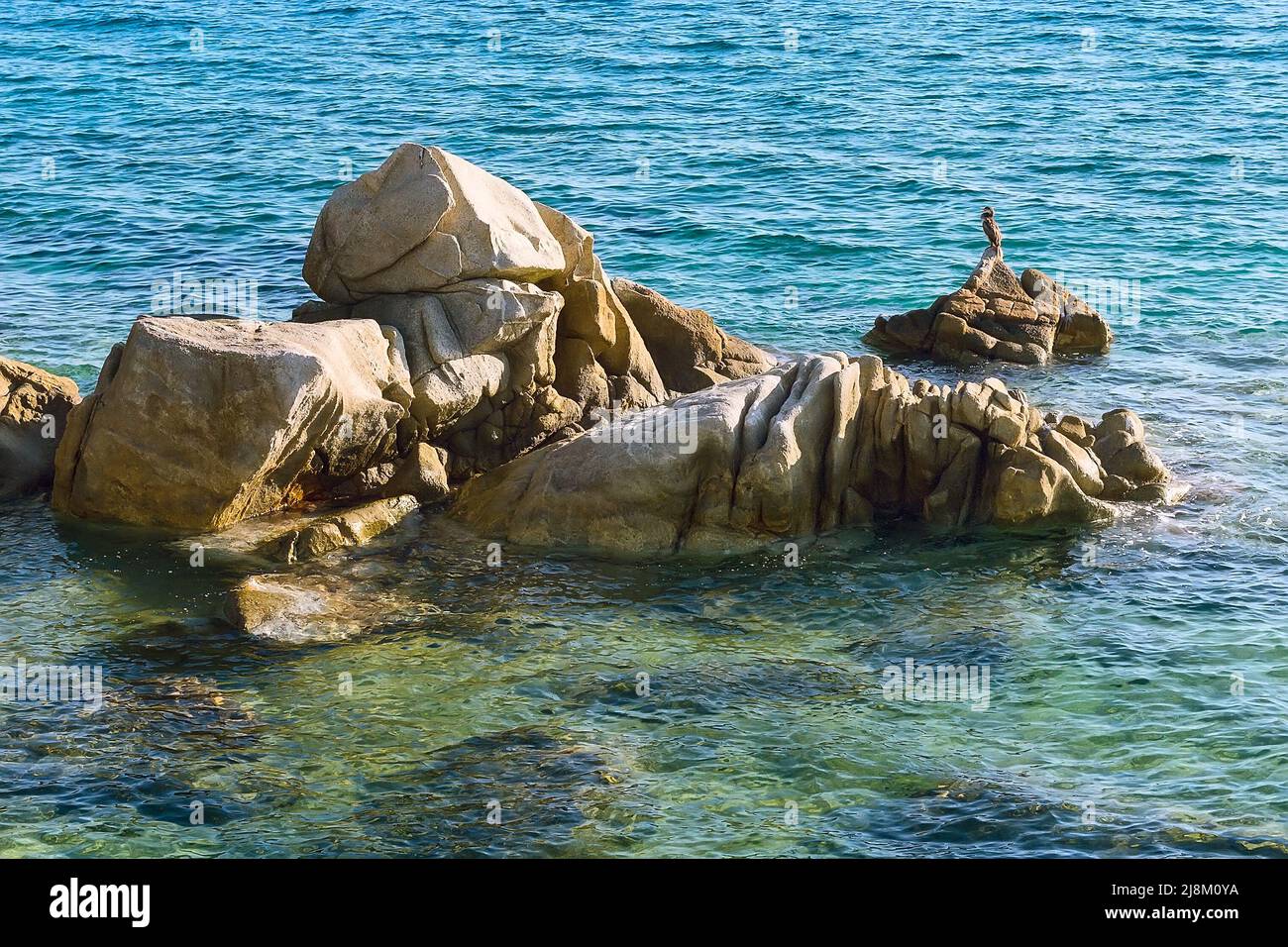Sea landscape with stone rocks and sea water Stock Photo - Alamy