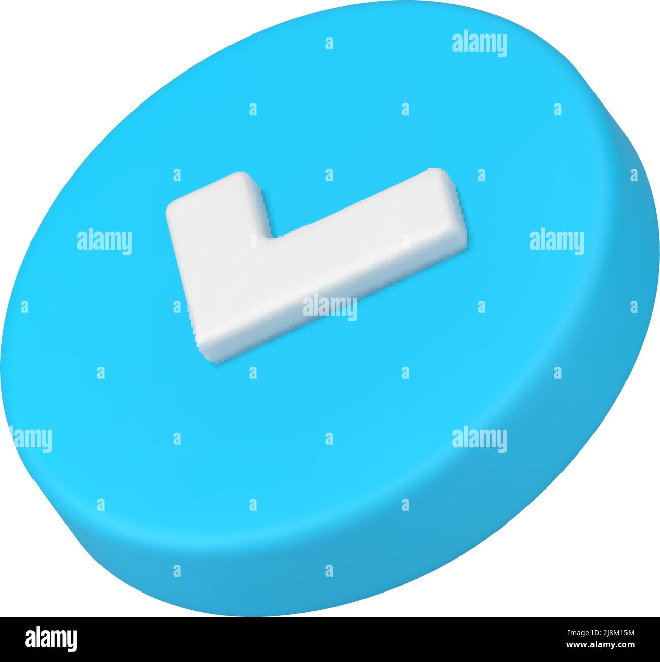 Isometric blue circle done checkmark 3d icon realistic template vector ...