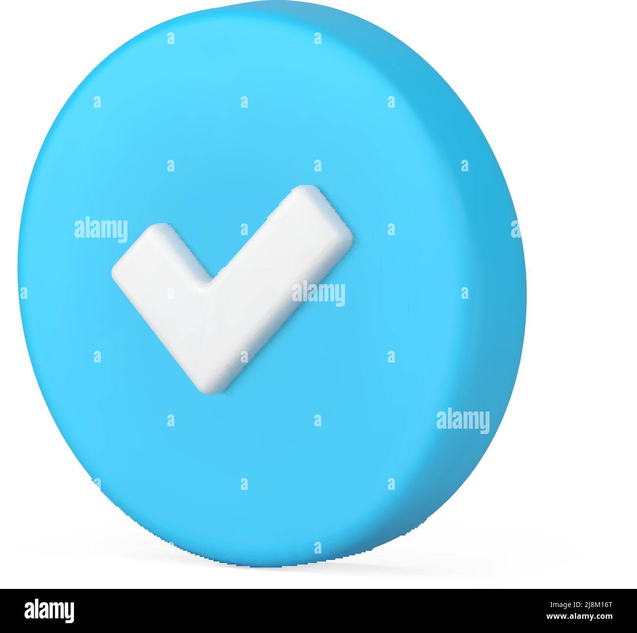 Blue circle approved checkmark confirmed deal success button option 3d icon realistic vector ...