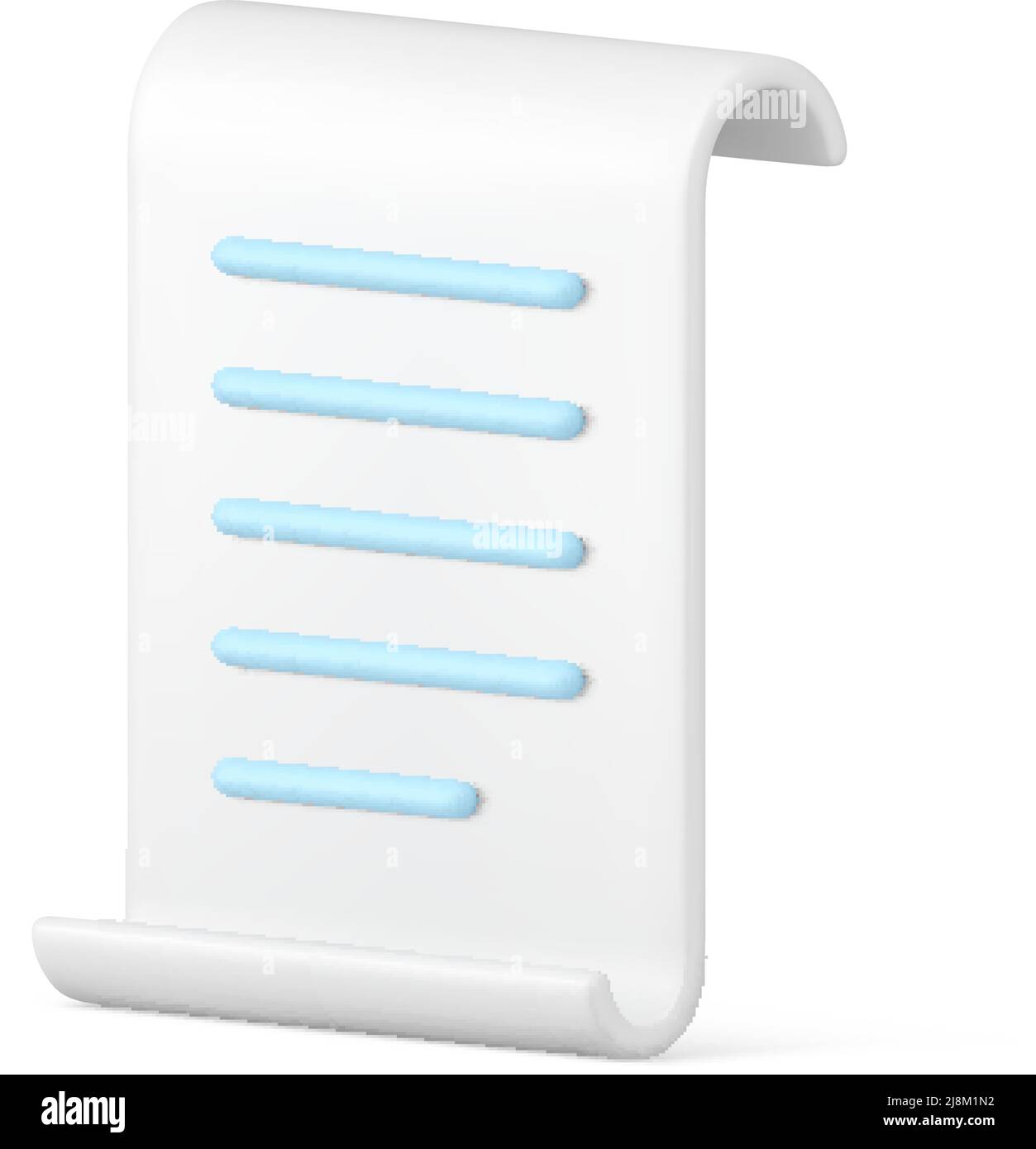 White vertical paper curved file documentation text information 3d icon ...