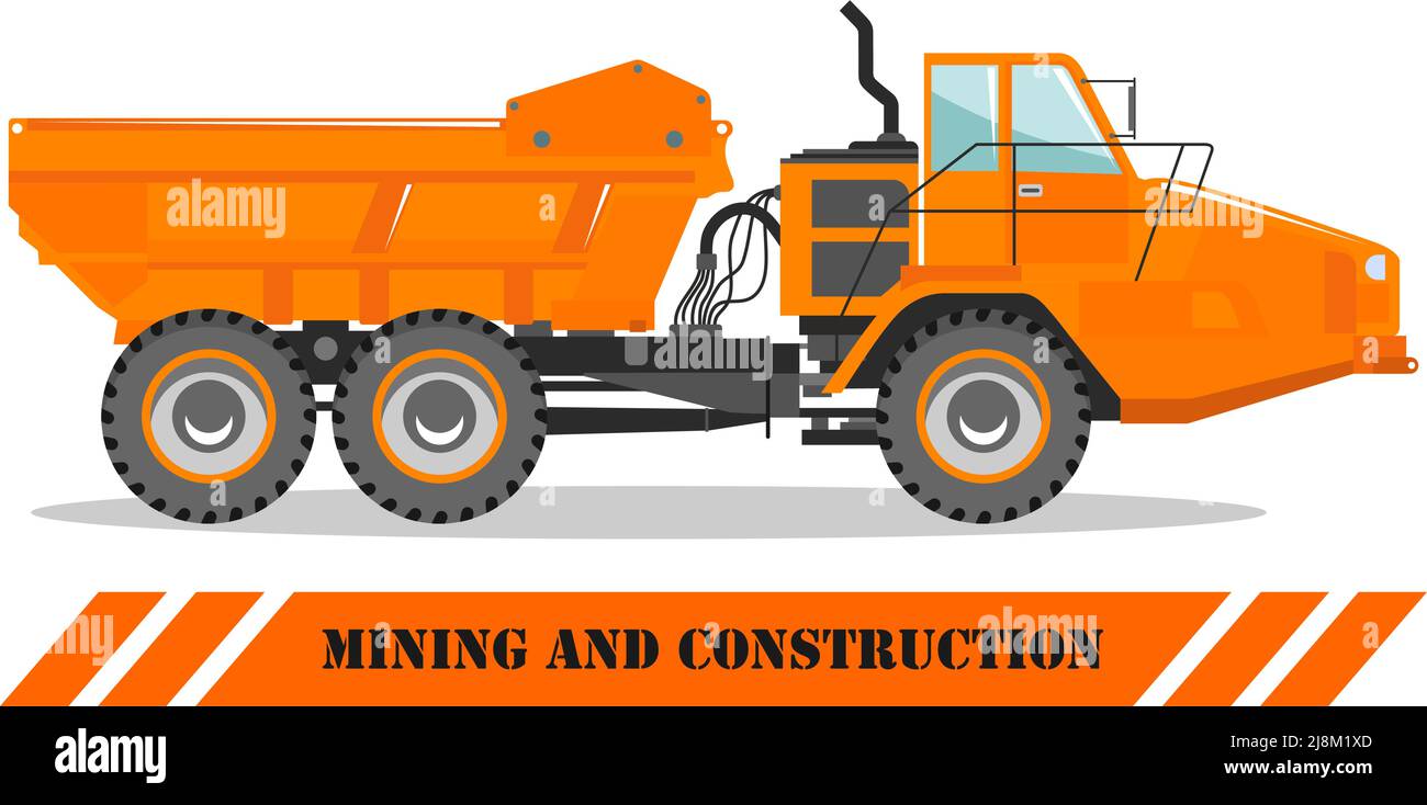 Detailed illustration of mining truck. Off-highway truck. Heavy mining ...