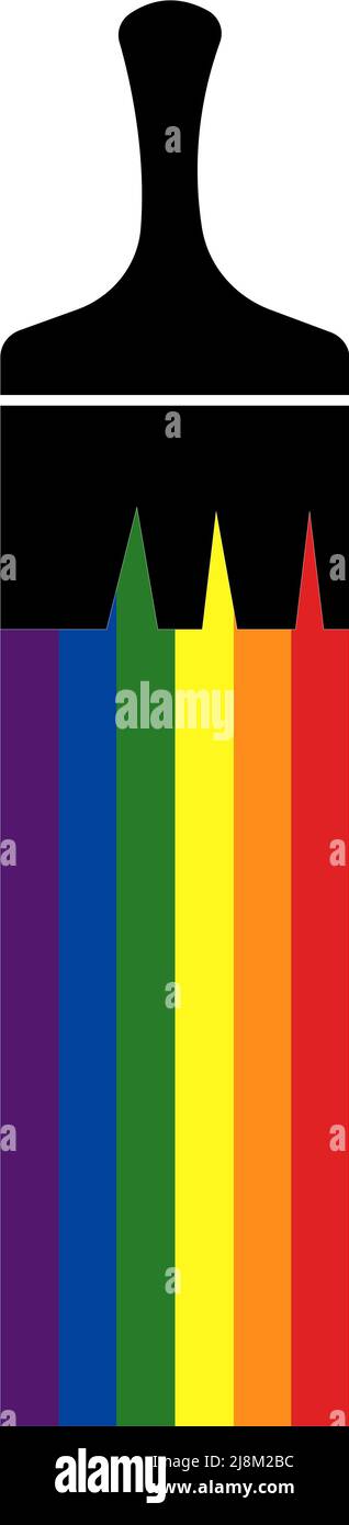 illustration of black brush painting rainbow lgbt flag on white,stock ...