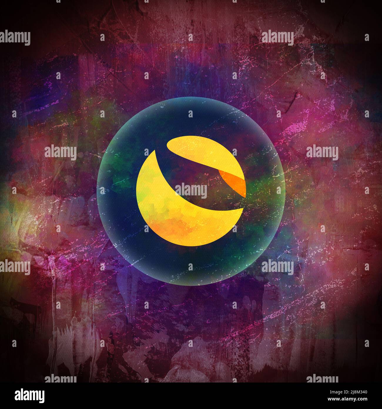 3D rendering cryptocurrency luna coin on colorful background ...
