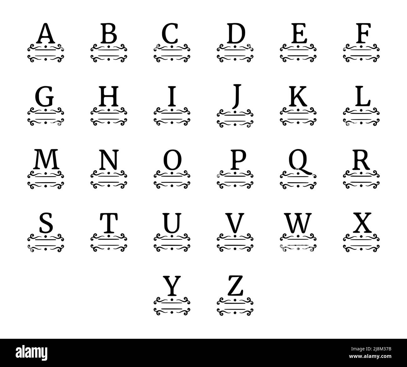 Vector set elegant name monogram isolated on white background. Creative ...