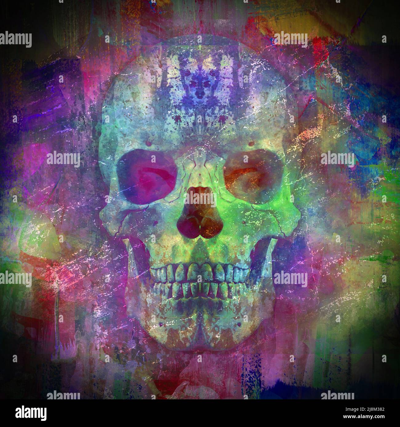 abstract colored artistic skull, graphic design concept, grunge art ...