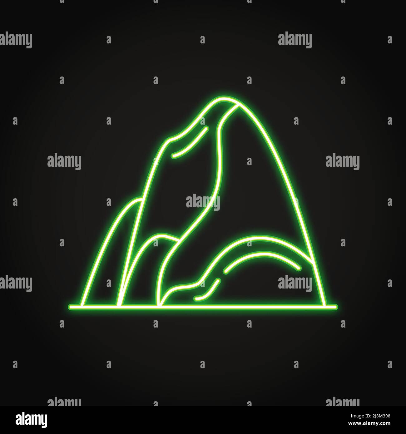 Mountain icon in thin line style. Rocks symbol. Vector illustration ...