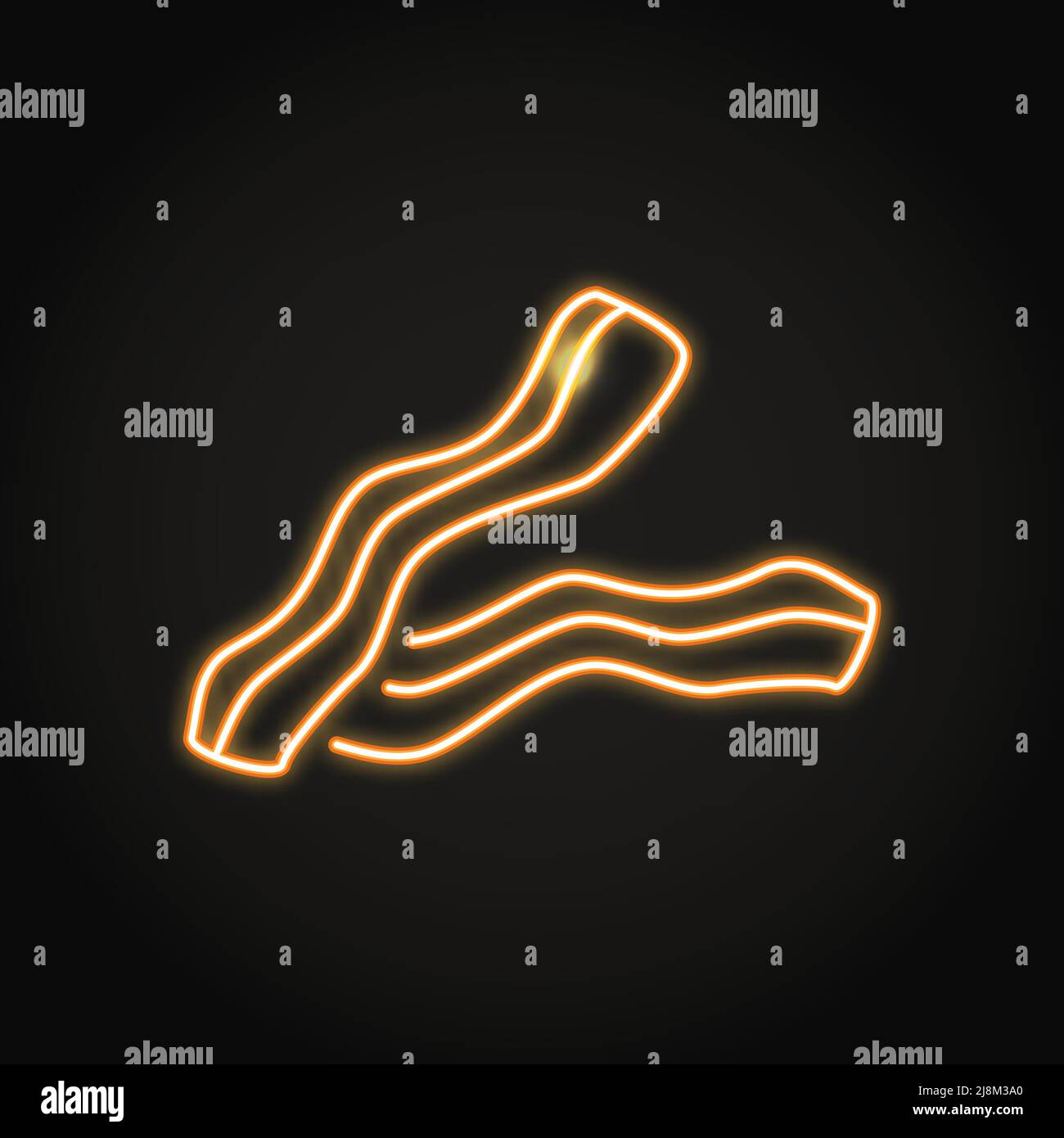 Neon bacon icon in line style. Pork meat slices. Vector illustration ...
