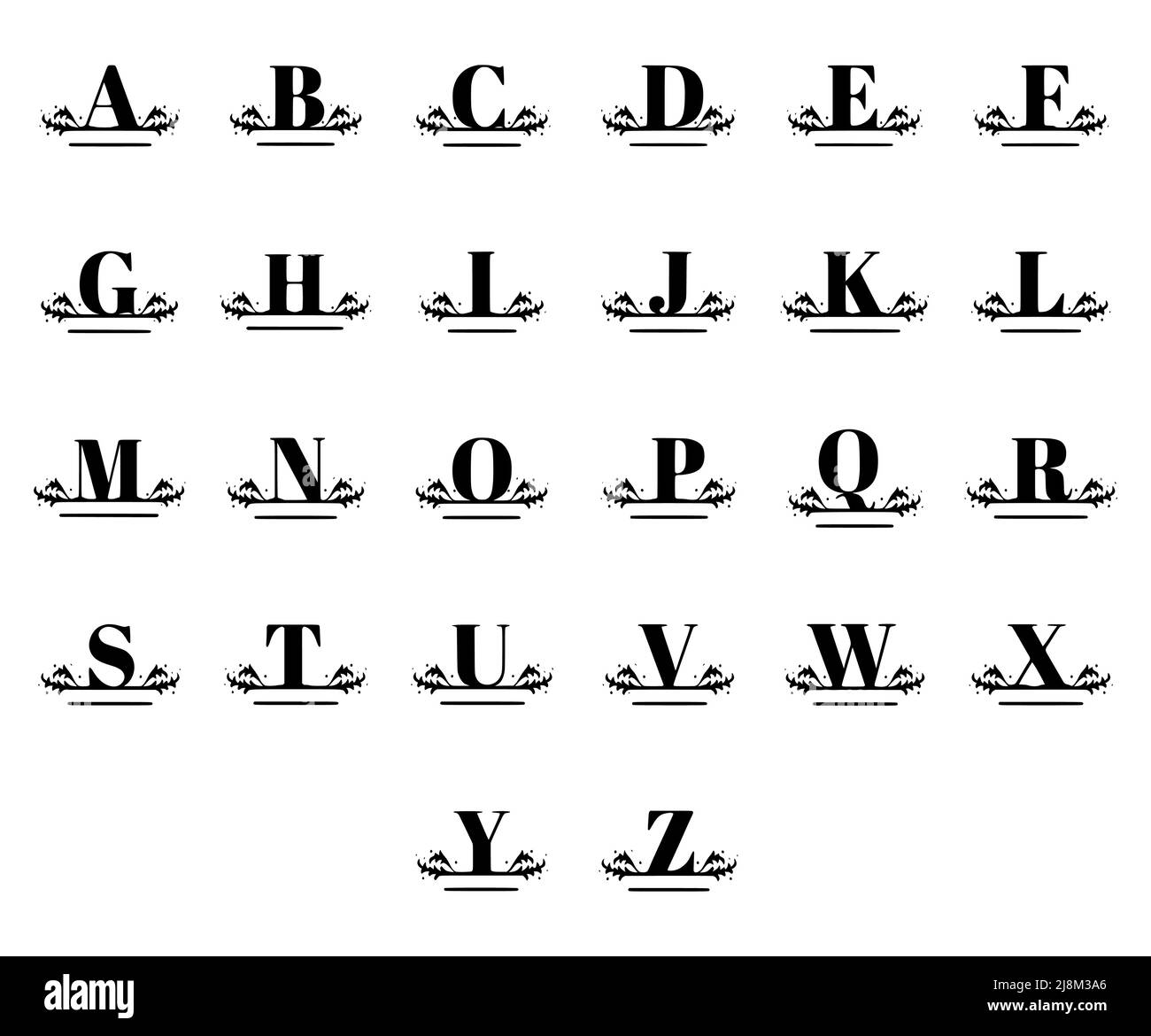 Vector set nature name monogram isolated on white background. Creative ...