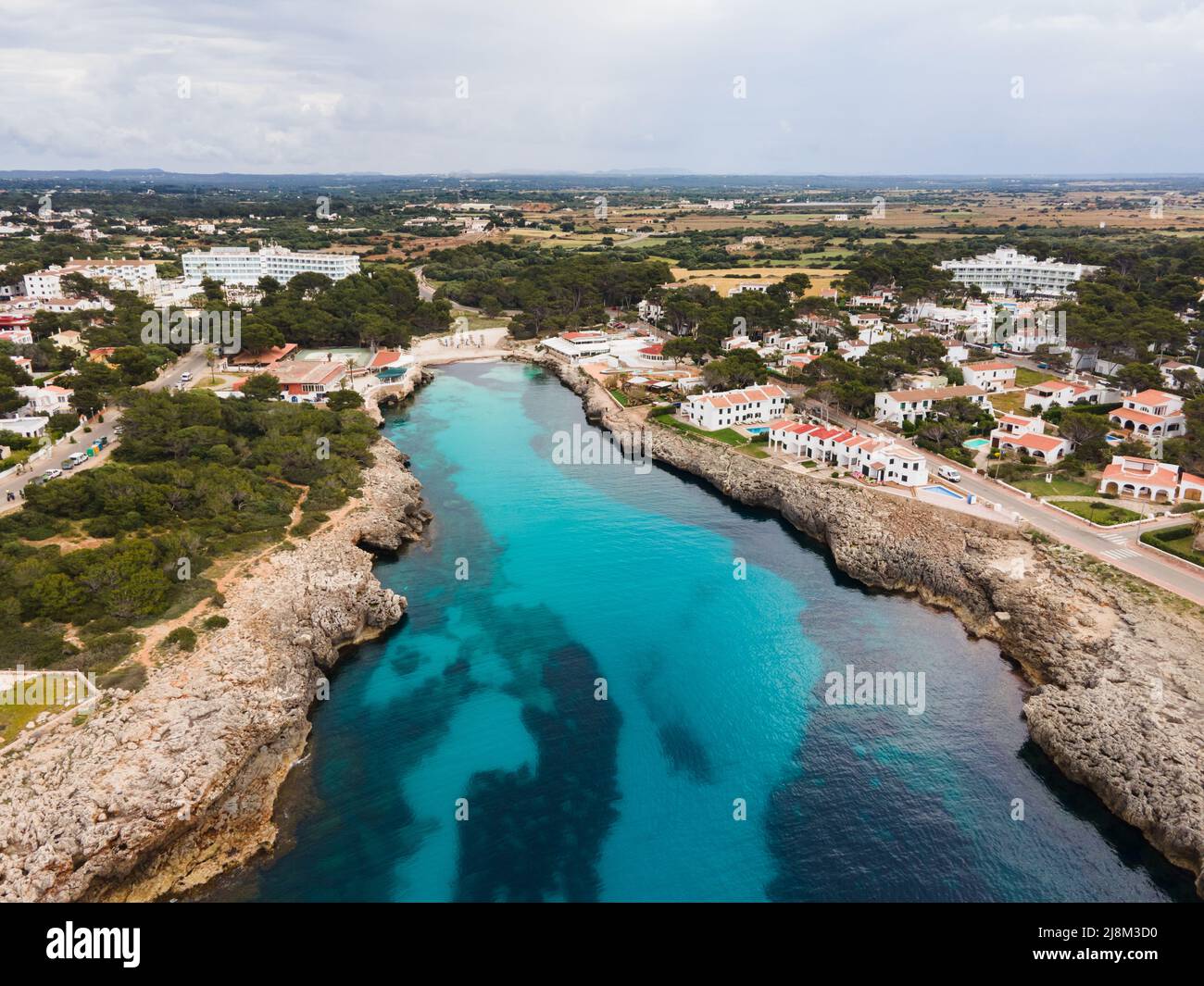 Aerial Cala Blanca beach on Menorca, Spain Stock Photo - Alamy