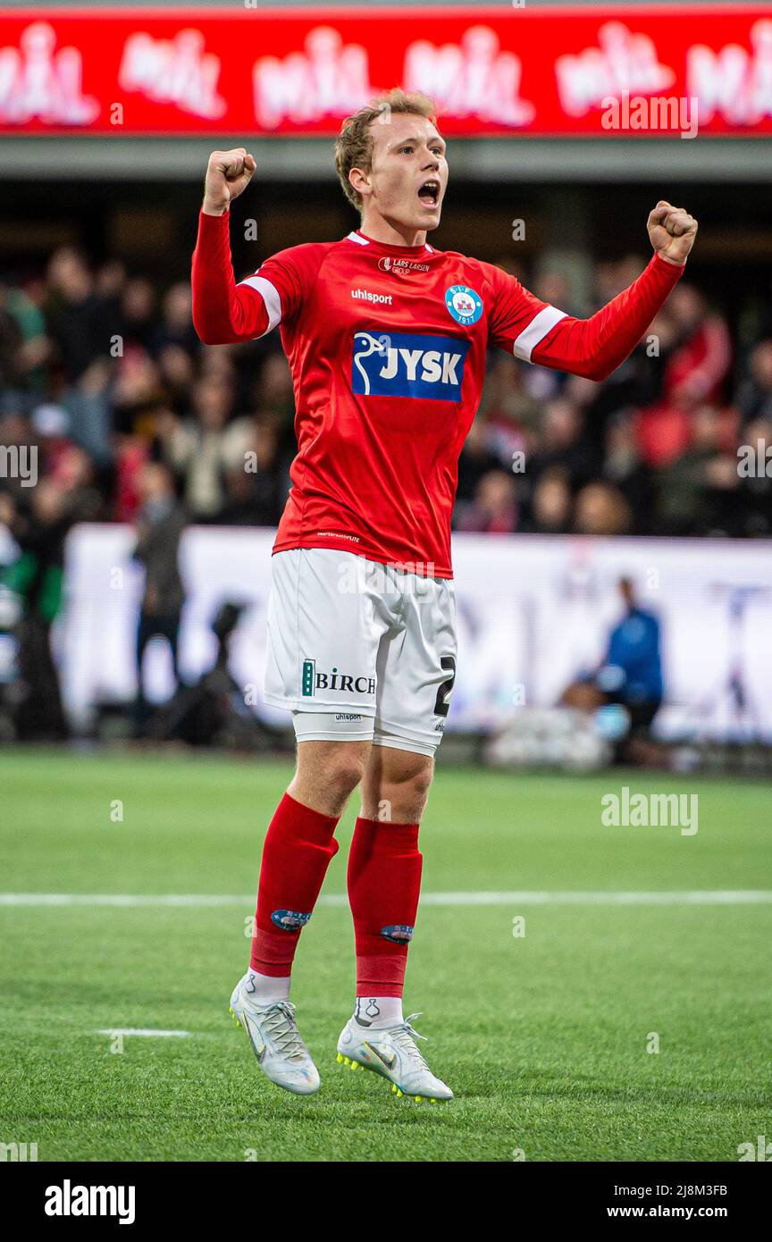 Silkeborg, Denmark. 16th May, 2022. Anders Klynge (21) of Silkeborg IF ...