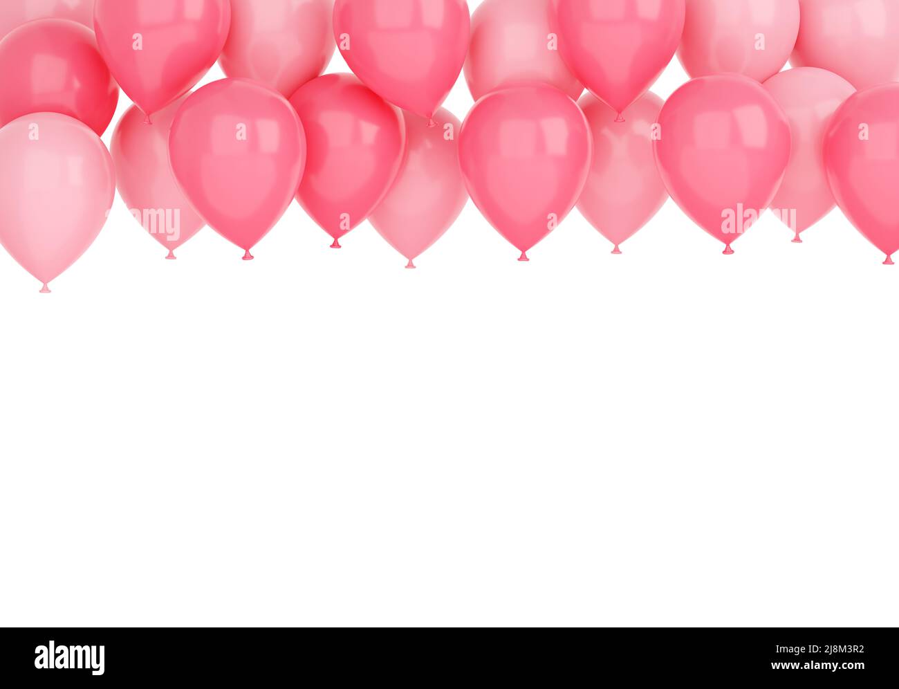 Balloon border - 3d render illustration of pink glossy flying balloons ...