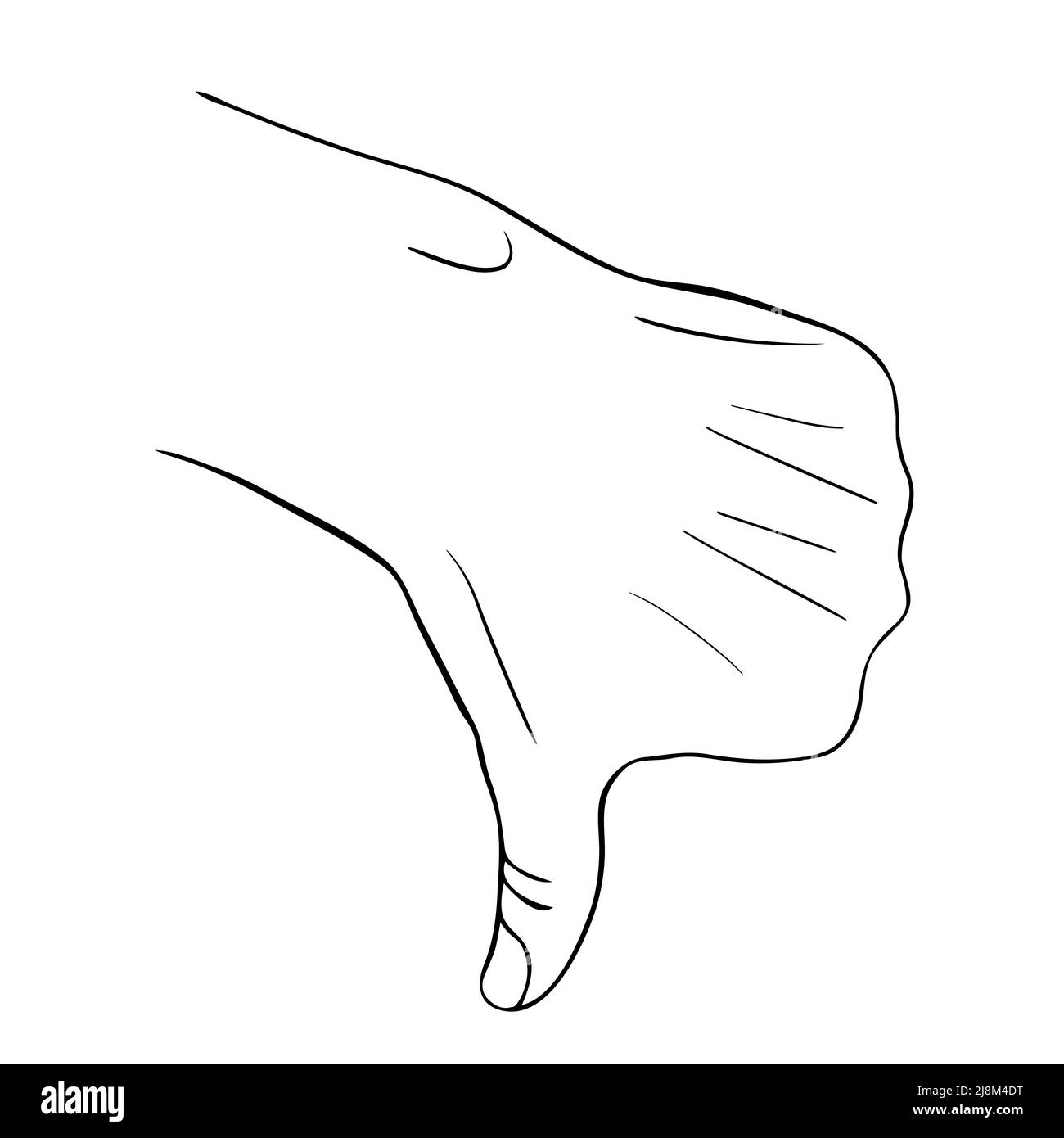 Thumb down hand drawn icon. Doodle gesture isolated on white background ...