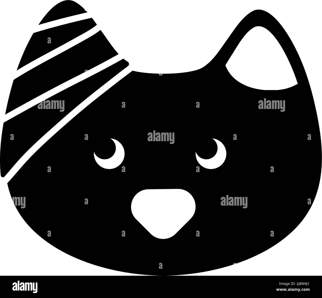 Sick Cat with Bandage on Head Ear, Veterinary. Flat Vector Icon ...