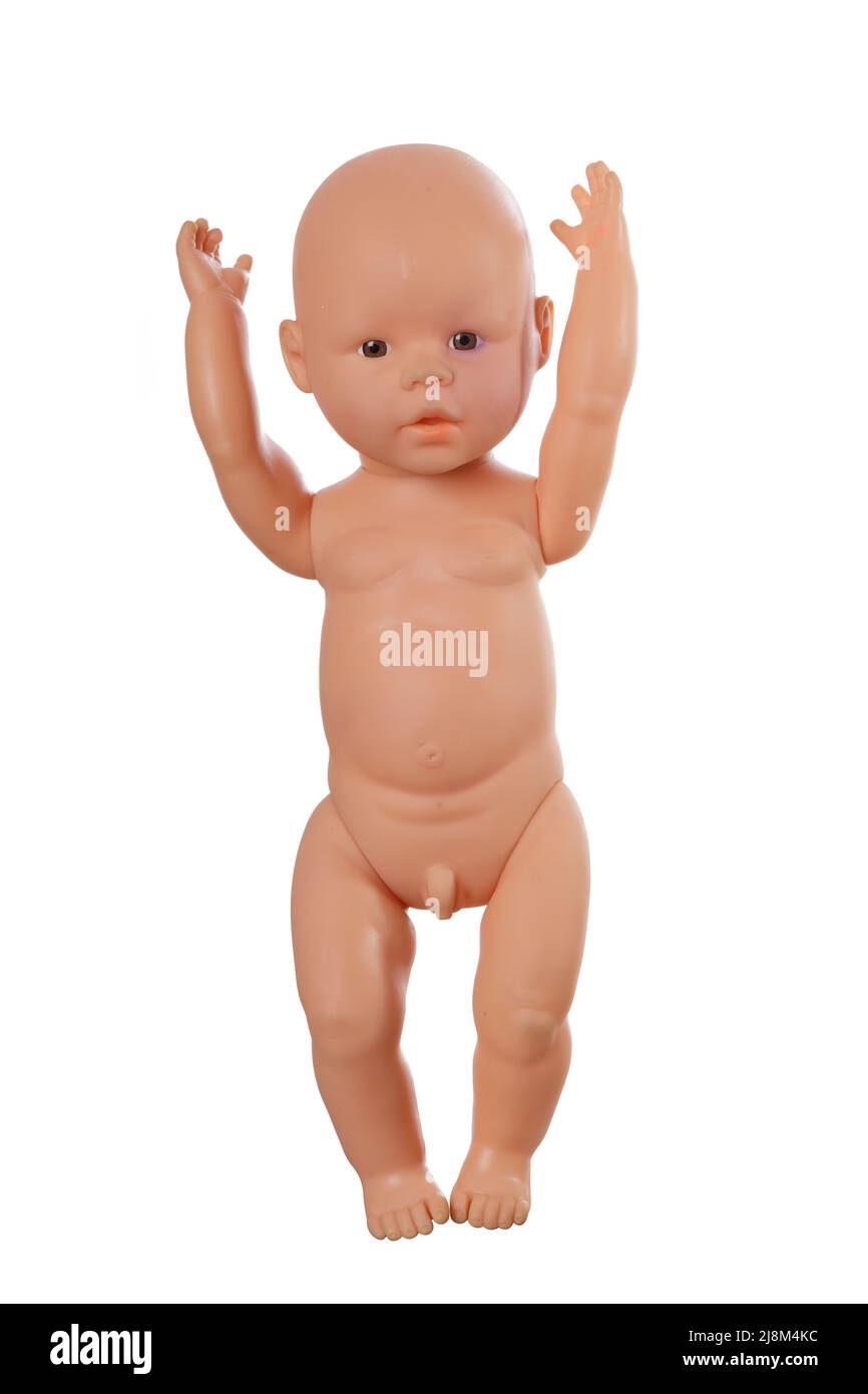 doll baby with hands up isolated on white background. High quality ...
