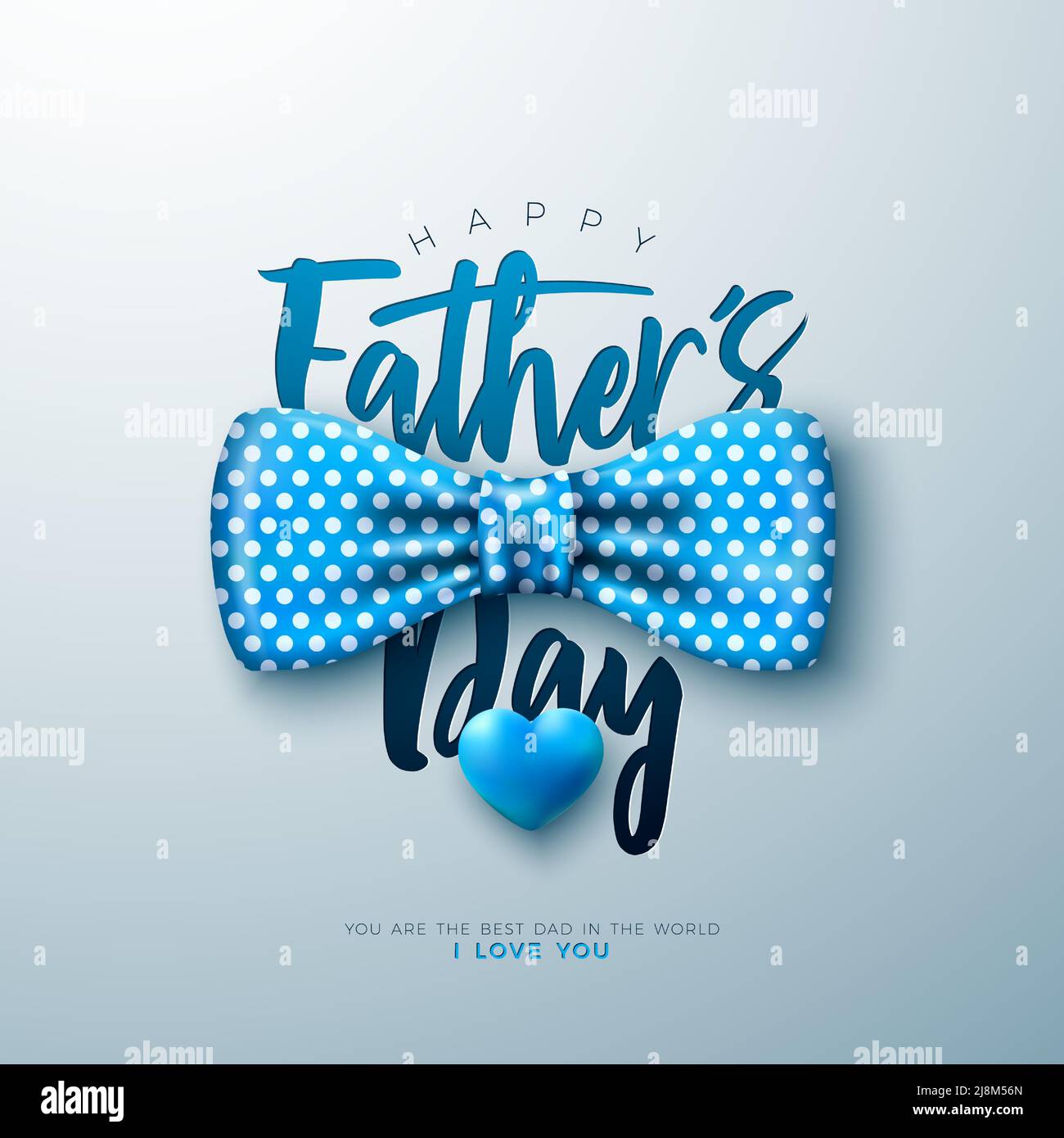 Happy Father's Day Greeting Card Design with Dotted Bow Tie and Blue ...