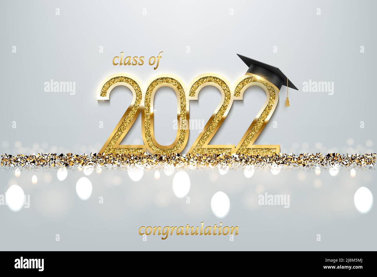 2022 graduation ceremony banner. Award concept with academic hat ...