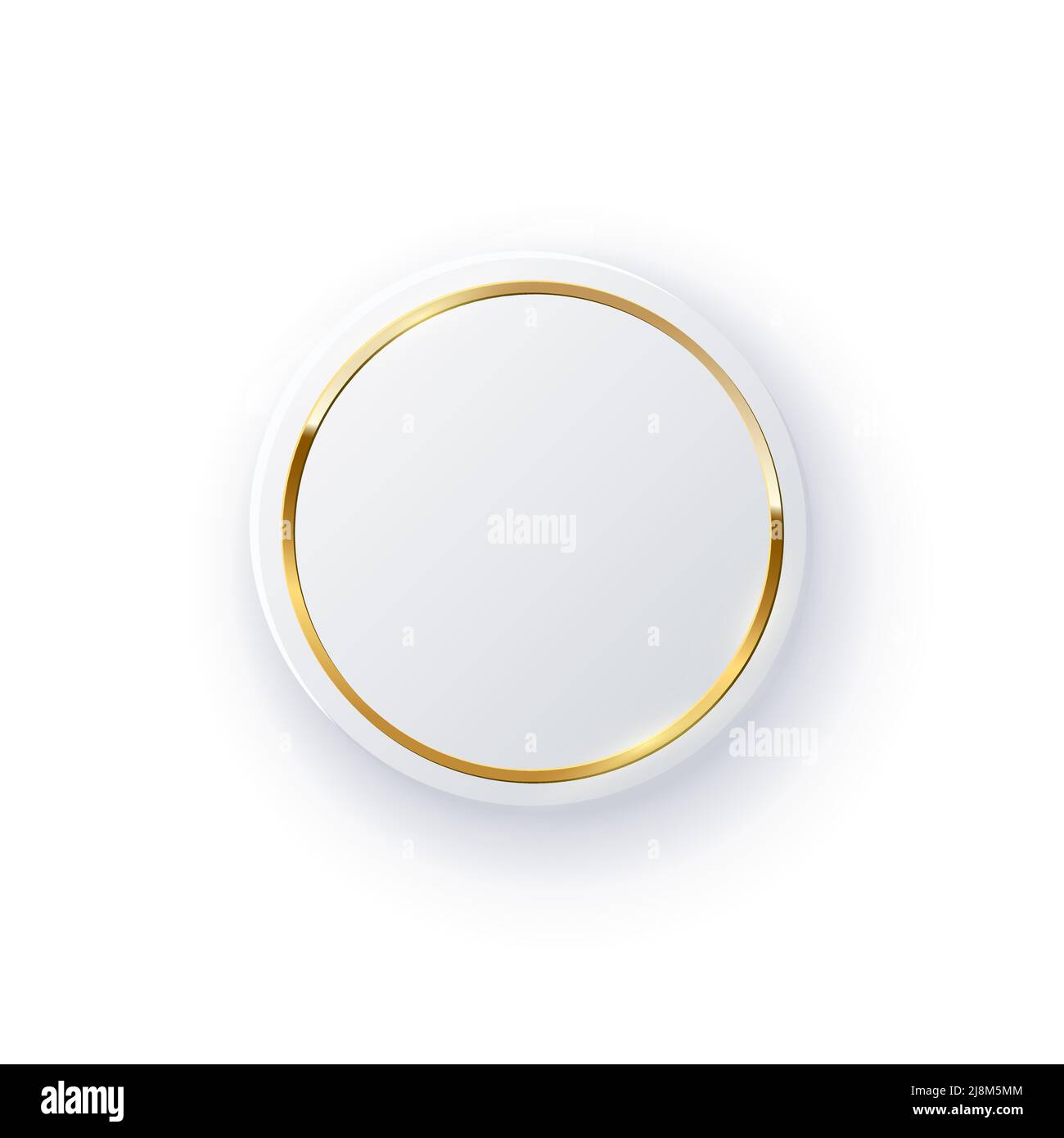Round button with gold circle frame and shiny light effect vector ...