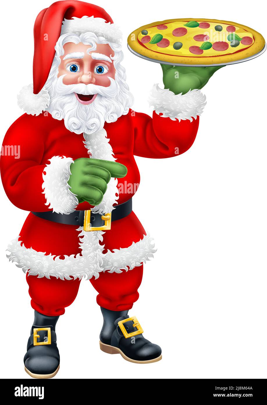 Santa Claus Father Christmas Pizza Restaurant Chef Stock Vector Image ...