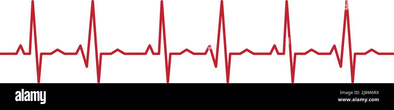 Heart pulse - curved red line on white background, medical tests ...