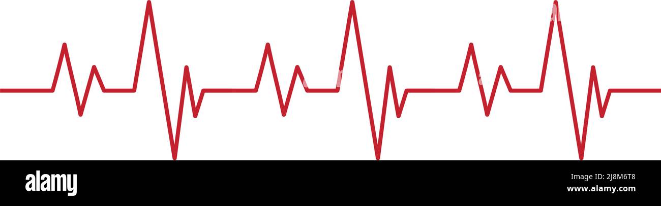 Heart pulse - curved red line on white background, medical tests ...