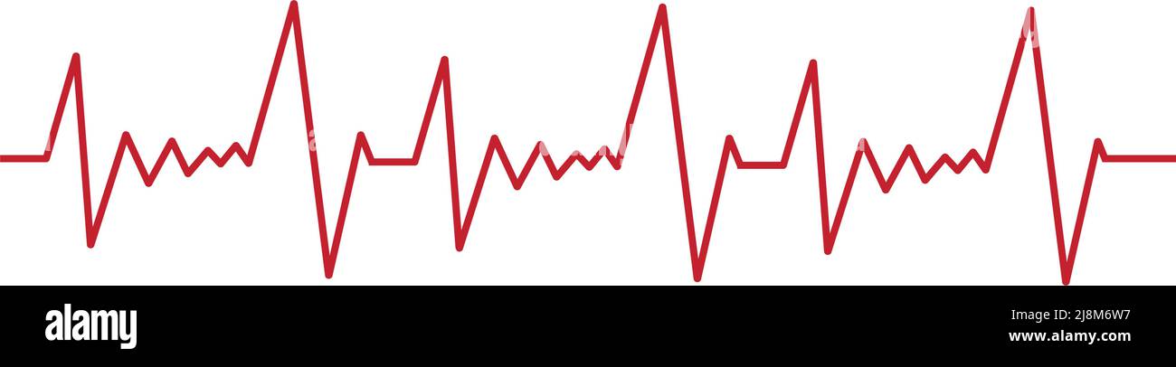Heart pulse - curved red line on white background, medical tests ...