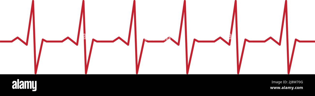 Heart pulse - curved red line on white background, medical tests ...