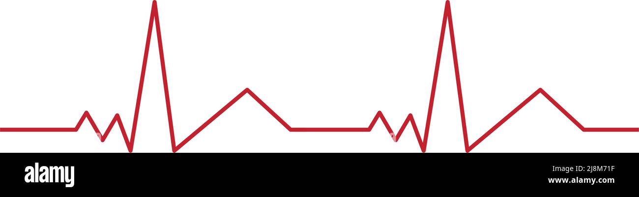 Heart pulse - curved red line on a white background - Vector ...