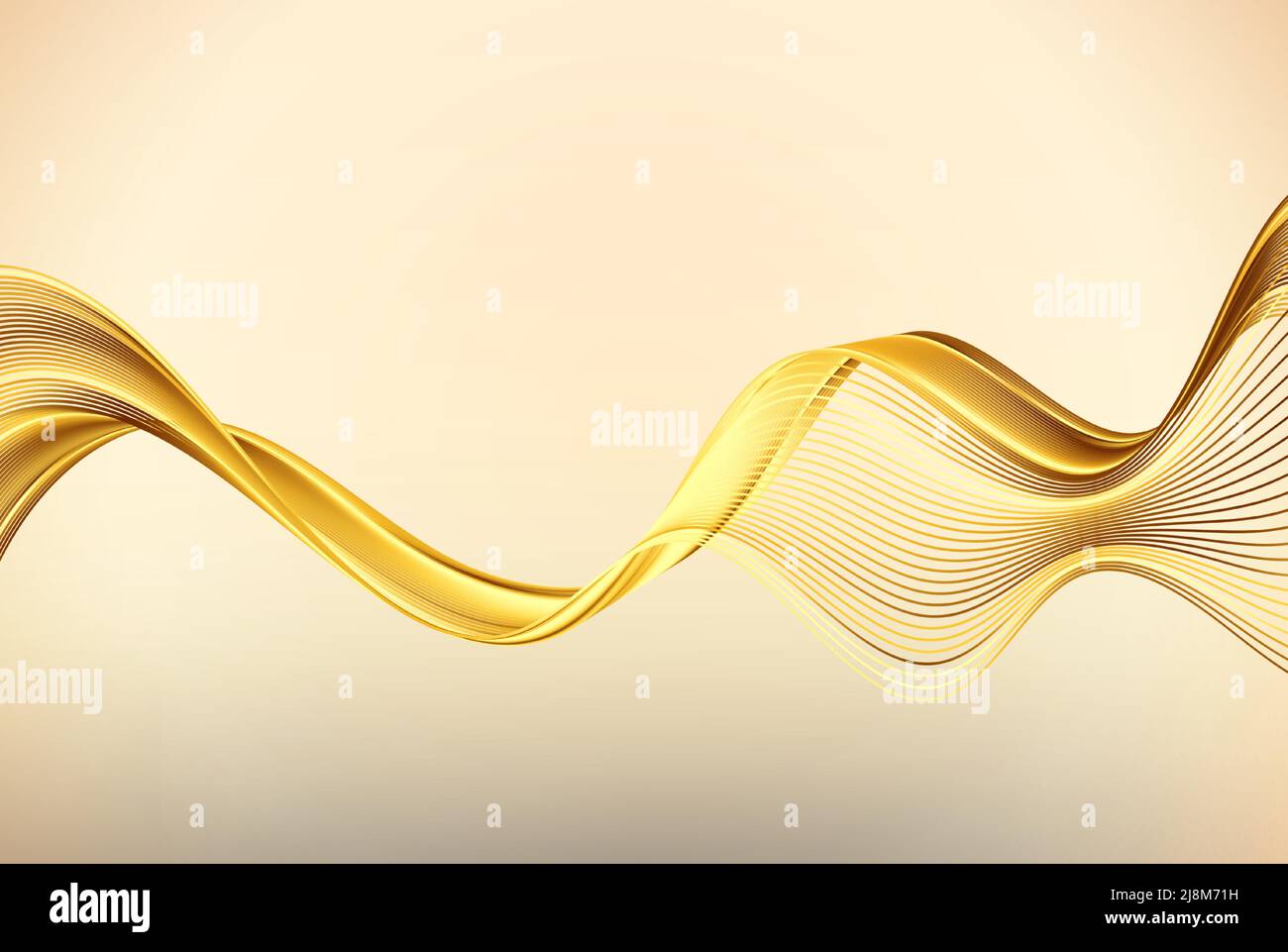 Abstract golden lines background with glow effect.Smooth golden wave ...