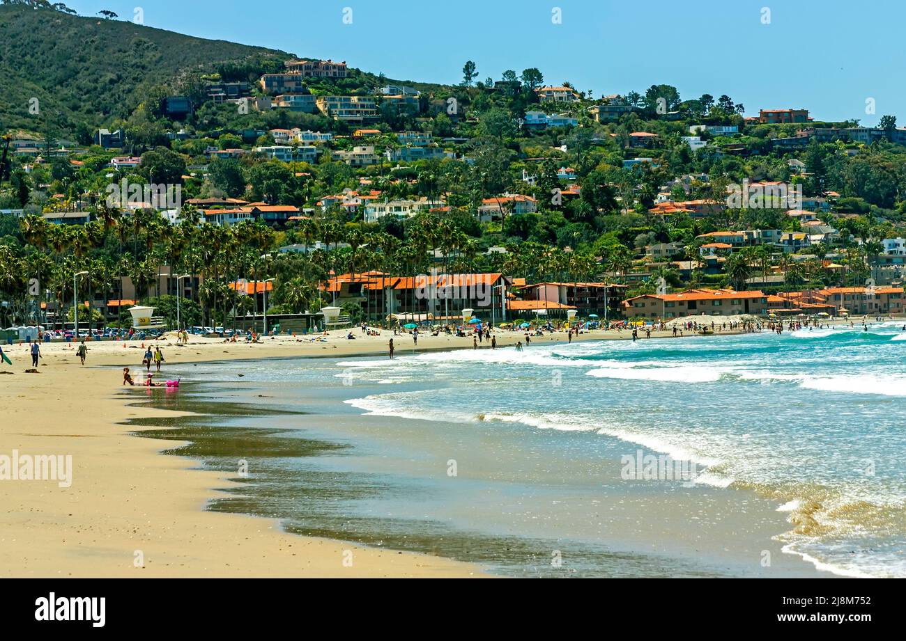 View of sea waves and sandy beach in California Stock Photo - Alamy