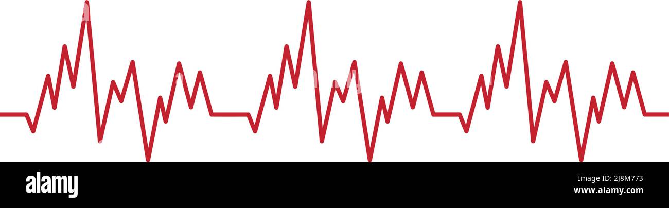 Heart pulse - curved red line on white background, medical tests ...