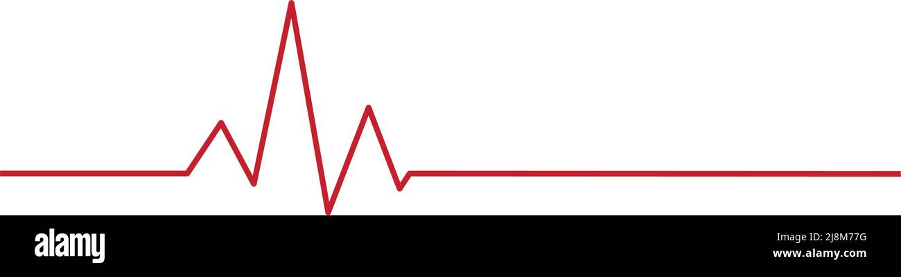 Heart pulse - curved red line on a white background - Vector ...