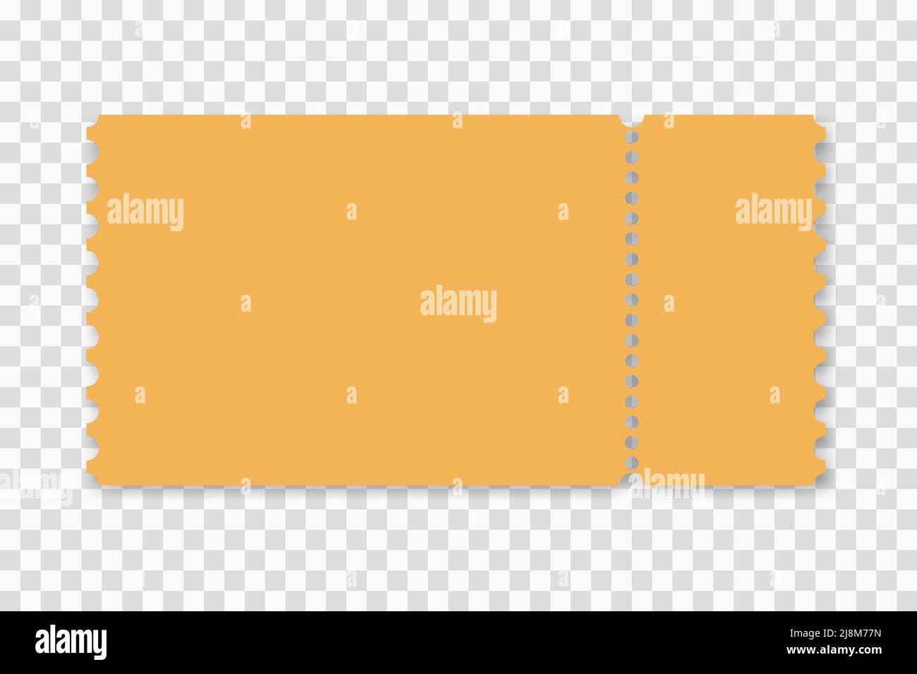 Realistic ticket with one break line and shadow. Coupon entry mockup ...