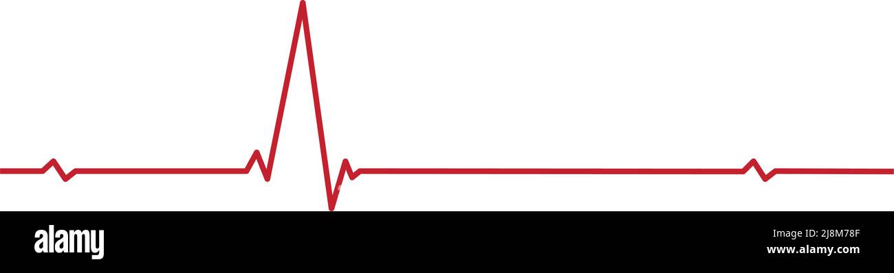 Heart pulse - curved red line on a white background - Vector ...