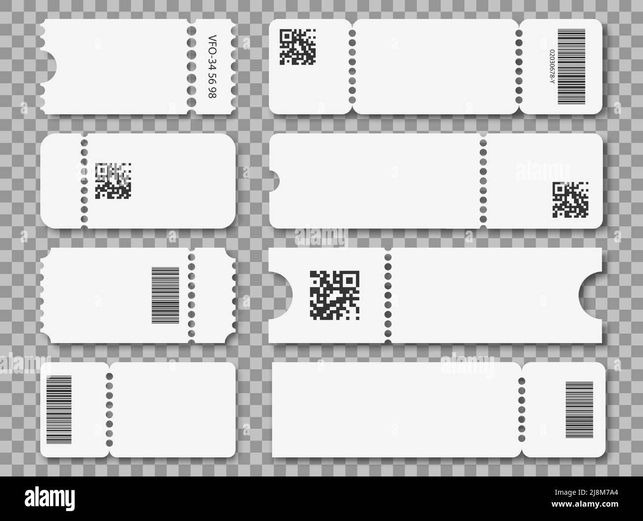Ticket template set. Cinema, theater, concert and boarding tickets ...
