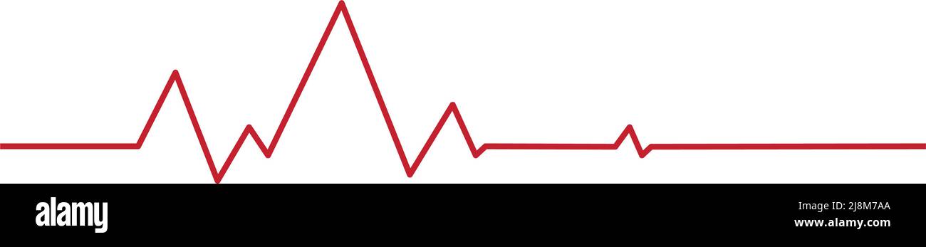 Heart pulse - curved red line on a white background - Vector ...